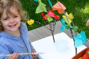 Twig and Tissue Paper Fall Tree Craft - Happy Hooligans