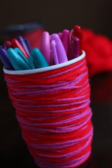Wool-Wrapped Pen Holder Kids can Make - Happy Hooligans