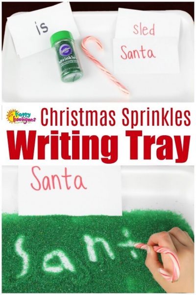 Christmas Sprinkles Writing Tray Activity for Kids - Happy Hooligans