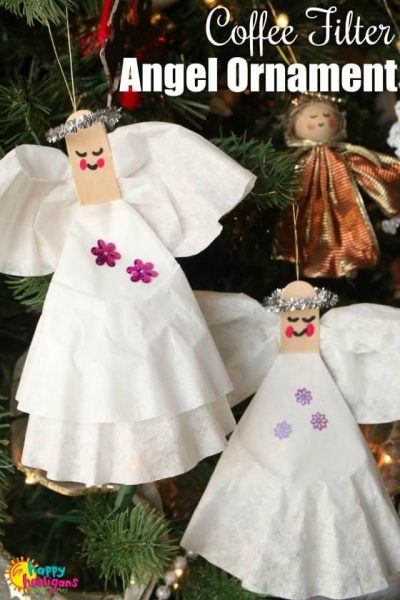 Easy Coffee Filter Angel Craft and Ornament For Kids - Happy Hooligans