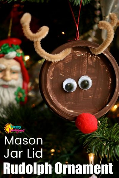 Mason Jar Lid Reindeer Ornament for Kids to Make - Happy Hooligans