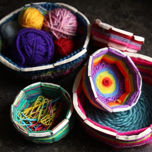 Paper Plate Weaving - Colourful Bowls - Happy Hooligans