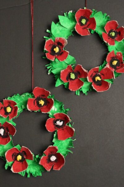 Paper Plate Poppy Wreath (with Egg Carton Poppies) - Happy Hooligans