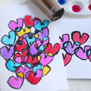 Overlapping Hearts Valentines Card (Toilet Roll Stamping) - Happy Hooligans