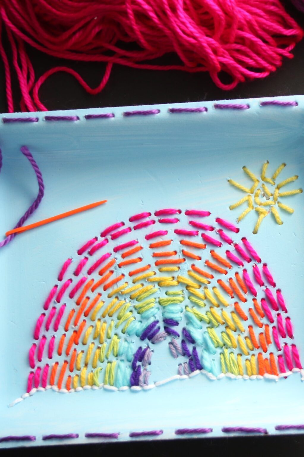 Yarn Rainbow Beginner Sewing Activity - Happy Hooligans